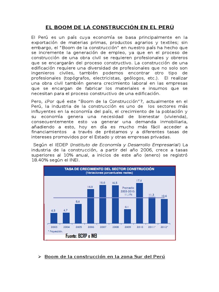 El Boom de La Construcción en El Peru | PDF | Perú | Desarrollo sostenible
