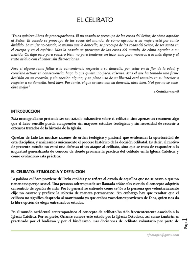 Historia y Definición del Celibato | PDF | Celibato | Sacerdote