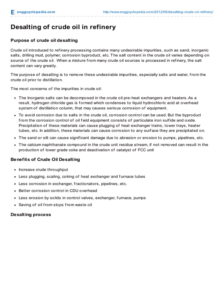 Crude Oil Desalting Process Overview | PDF | Emulsion | Oil Refinery