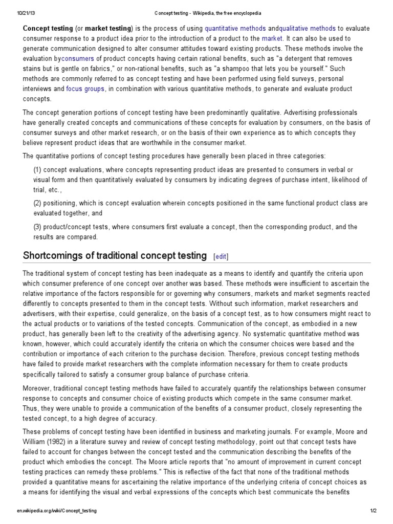 Concept Testing | PDF | Quantitative Research | Survey Methodology