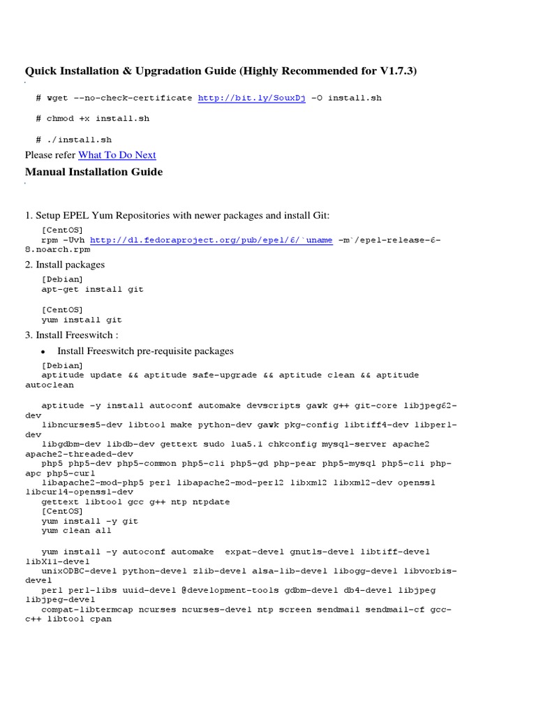 Quick Installation FreeSwitch ASTPP | PDF | Session Initiation Protocol | Perl