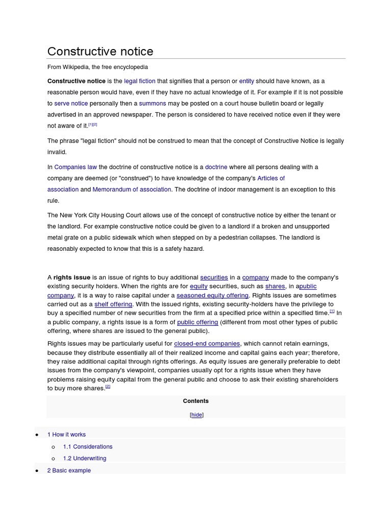 Constructive Notice | PDF | Financial Economics | Business