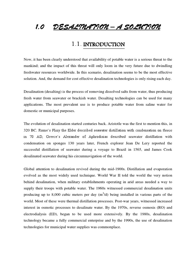 1.0 Desalination - A Solution | PDF | Home & Garden | Science & Mathematics
