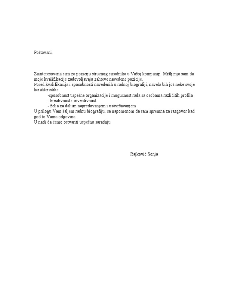 Propratno Pismo | PDF