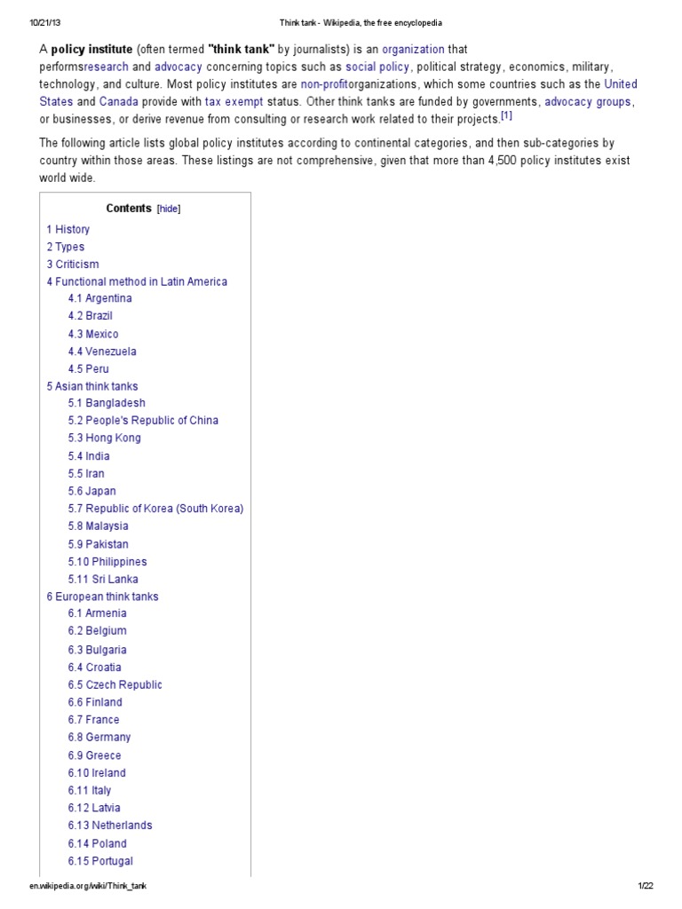 Think Tank | PDF | Think Tank | Political Science