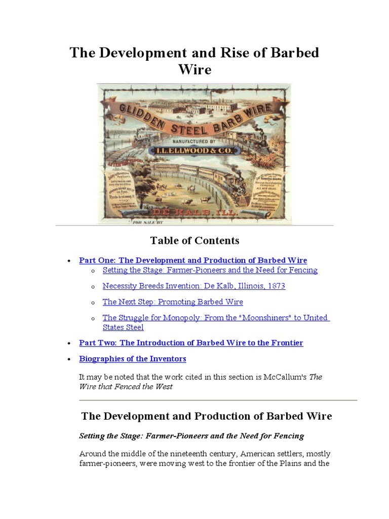The Development and Rise of Barbed Wire | PDF | Ranches | Patent