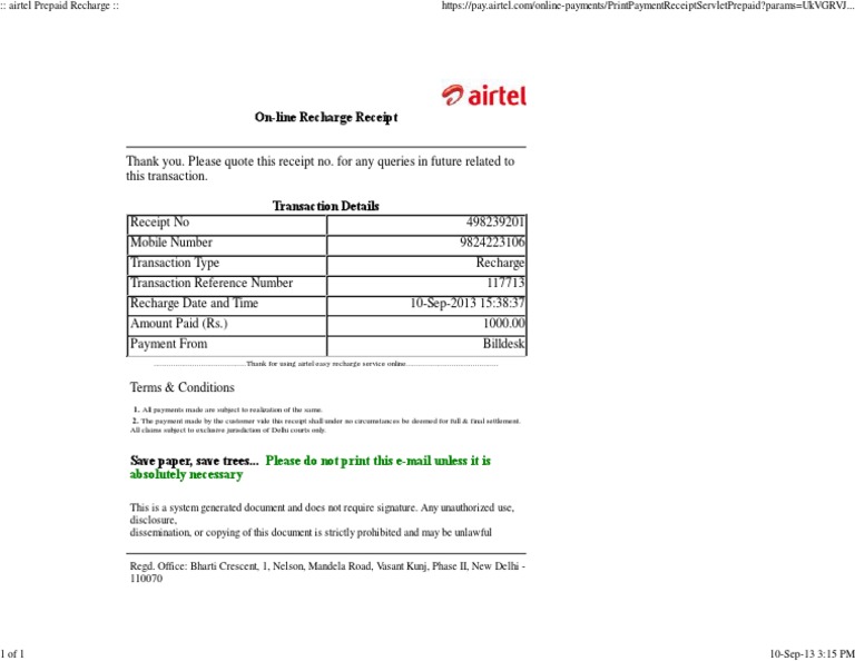 On-Line Recharge Receipt: Please Do Not Print This E-Mail Unless It Is ...