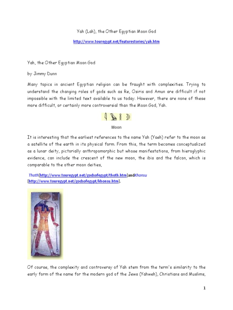 Yah (Lah), The Other Egyptian Moon God | PDF | Yahweh | Osiris