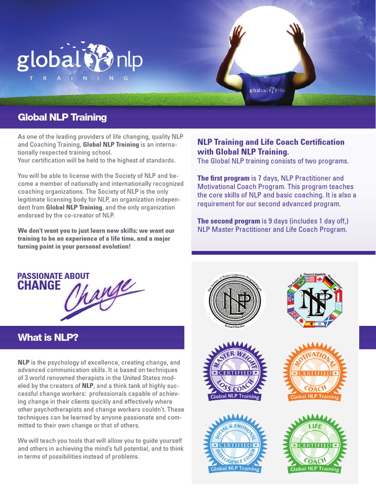 Global NLP Training Brochure | Download Free PDF | Neuro Linguistic Programming | Psychotherapy