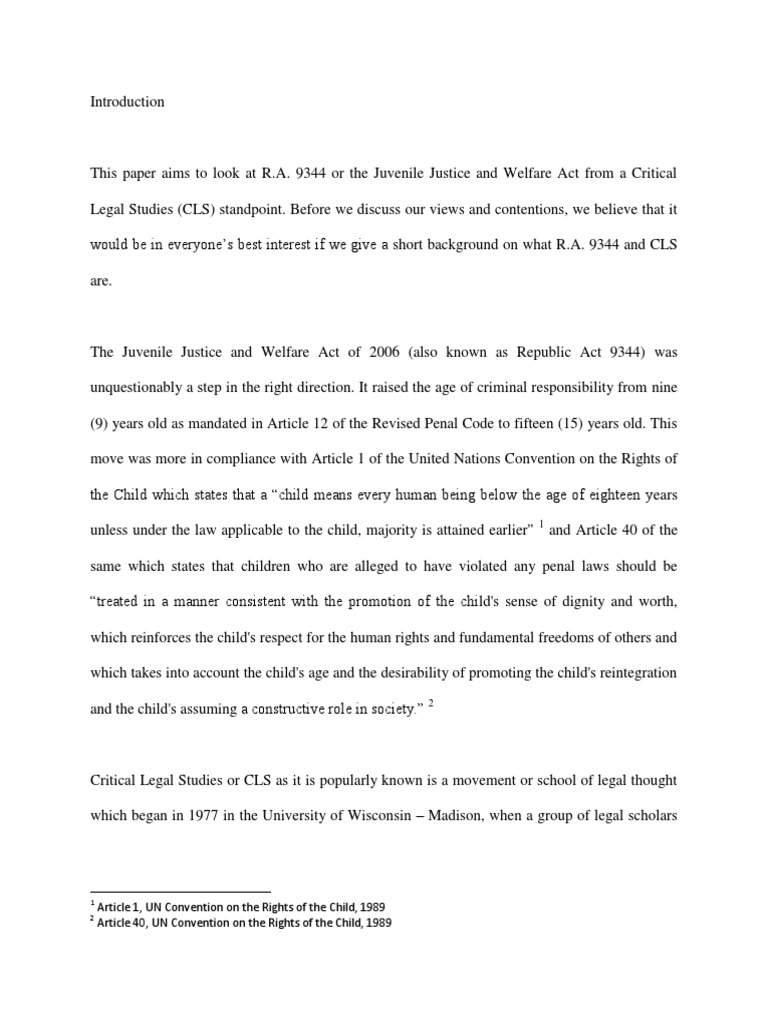 RA 9344 | Convention On The Rights Of The Child | Human Rights