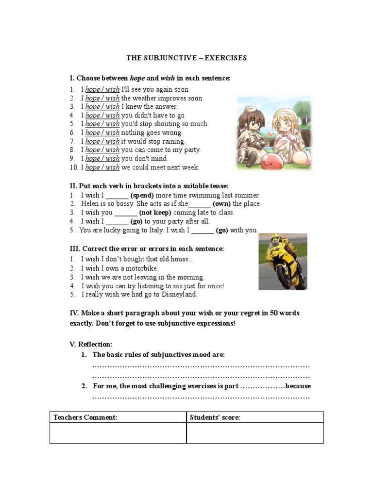 Subjunctive Mood Practice Exercises | PDF