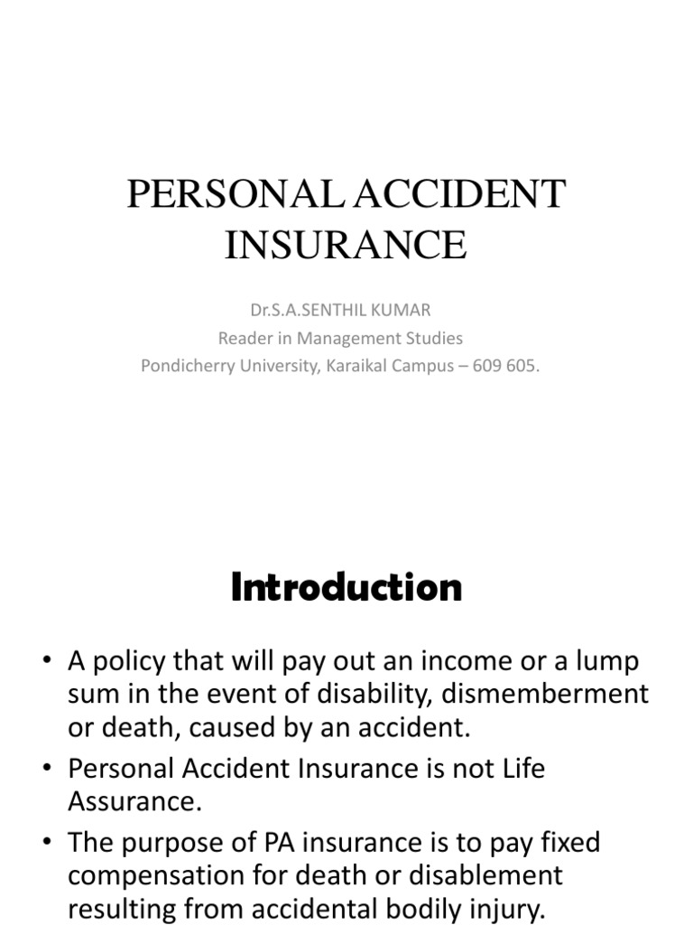 Personal Accident Insurance | PDF
