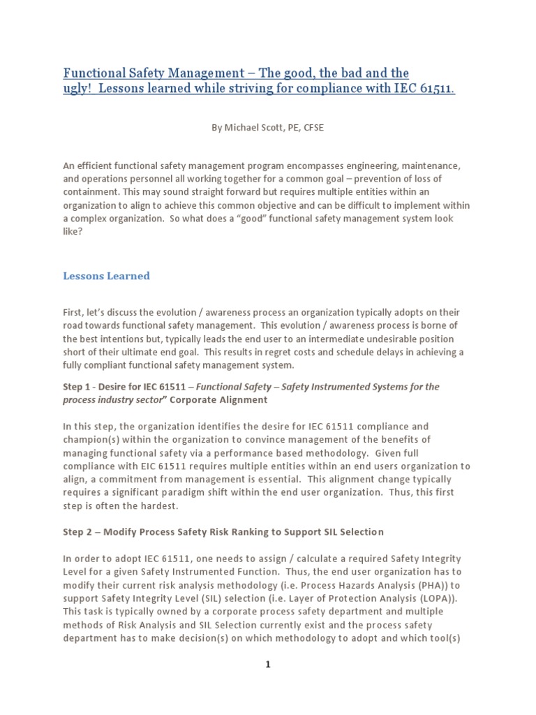 Functional Safety Management | PDF | Risk Management | Safety
