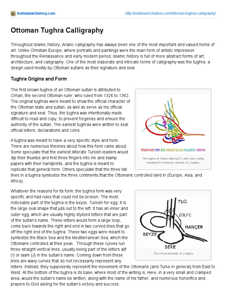 Ottoman Tughra: Art and Significance | PDF | Seal (Emblem) | Ottoman Empire