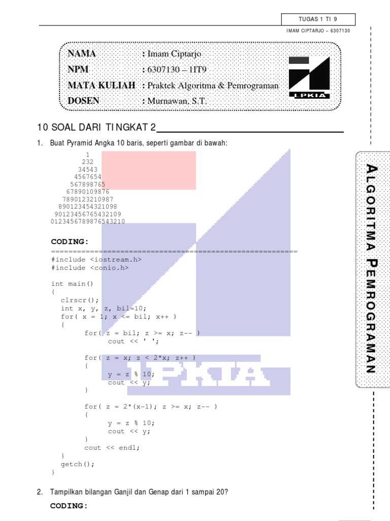 Algoritma Dan Pemrograman - Soal Dan Jawaban Pemrograman C++ (WWW ...