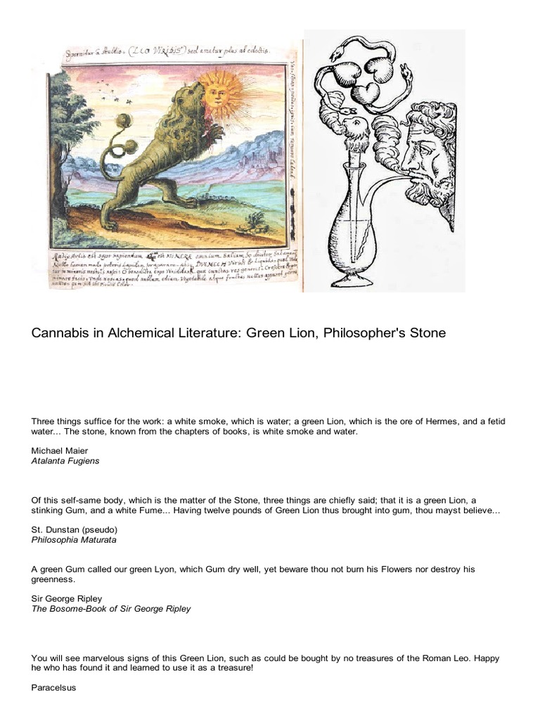 Cannabis in Alchemical Literature: Green Lion, Philosopher's Stone ...