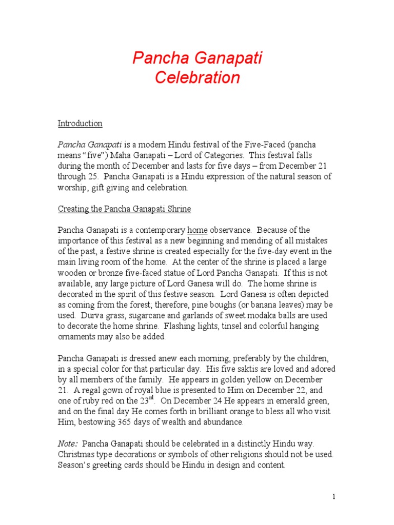 Pancha Ganapati | PDF | Hindu Worship | Rituals