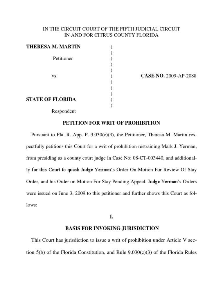 CC-Writ of Prohibition | PDF | Writ Of Prohibition | Plea