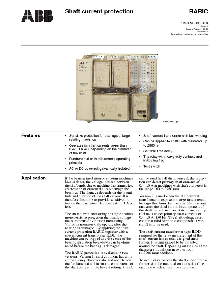 Abb Shaft Current Protection | Download Free PDF | Transformer | Relay