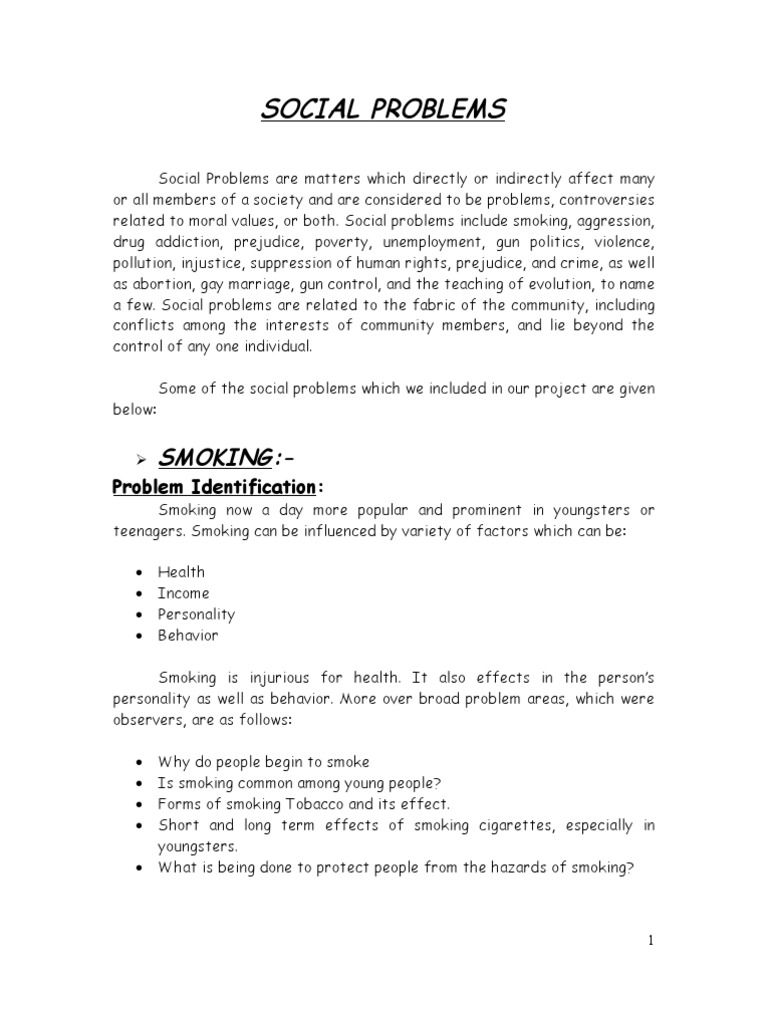 Social Problems | PDF | Prejudices | Tobacco Smoking