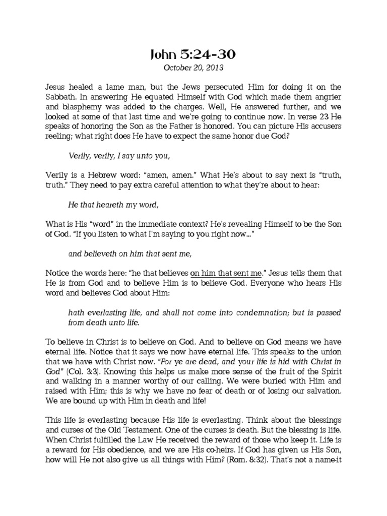 John 5:24-30 | Download Free PDF | Eternal Life (Christianity) | Last ...