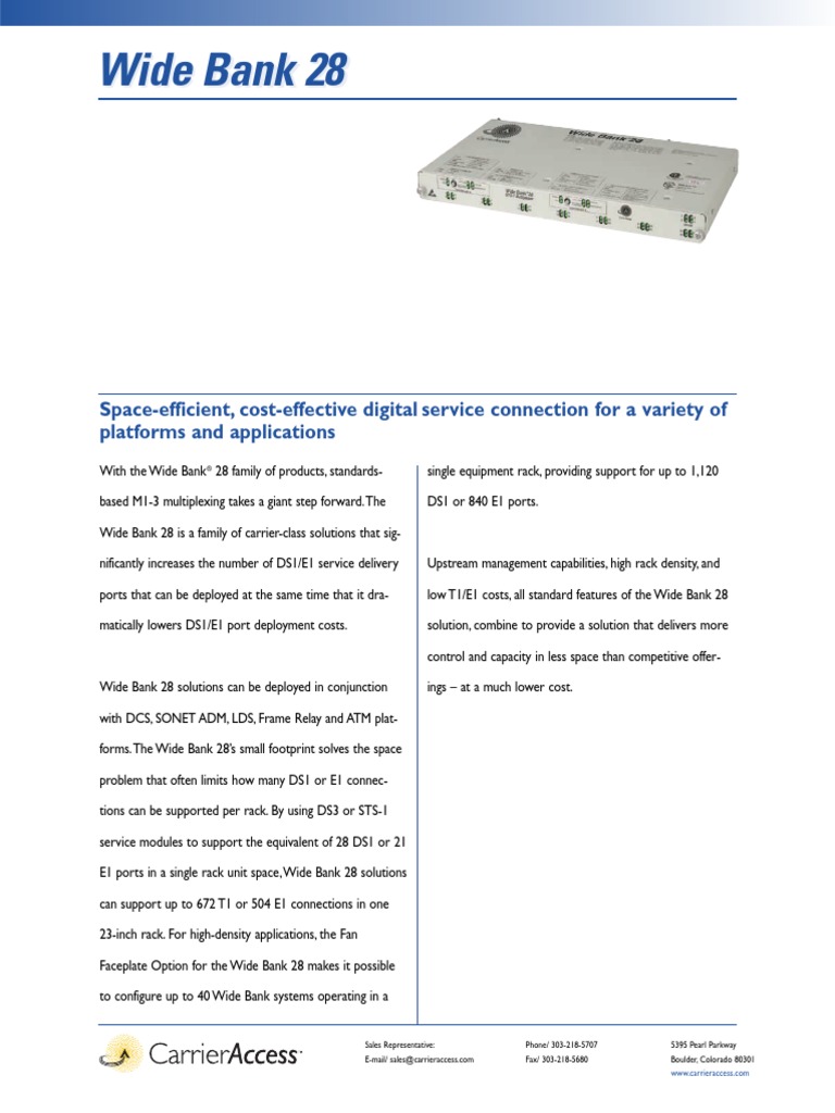 wide_bank_28_spec_sheet.pdf | Telephone Exchange | Computer Network