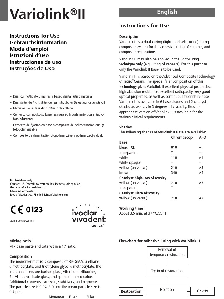 Variolink II Instructions For Use | PDF | Chemistry | Nature