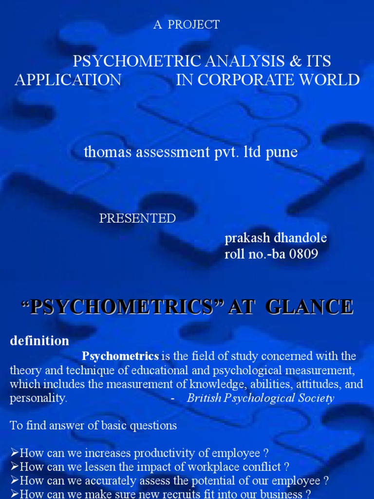 Pychometric Test & Thomas Profiling | PDF | Psychometrics | Action ...