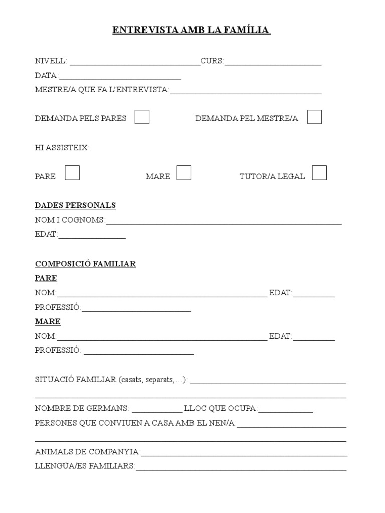 Entrevista A Les Famílies | PDF