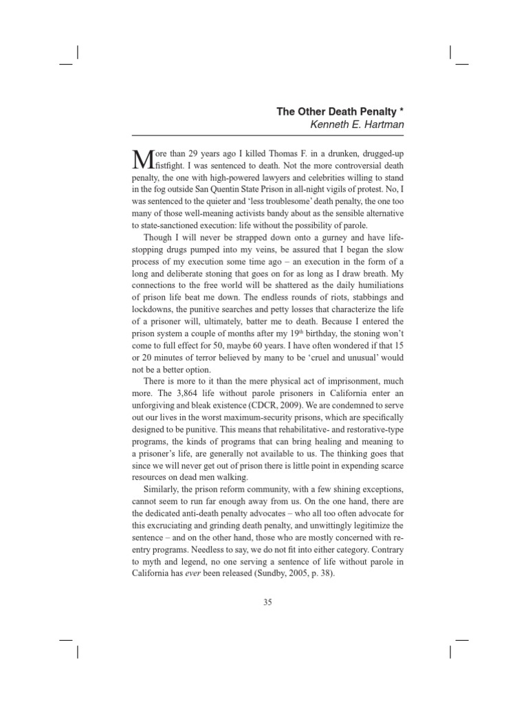"The Other Death Penalty" by Kenneth E. Hartman | PDF | Life ...
