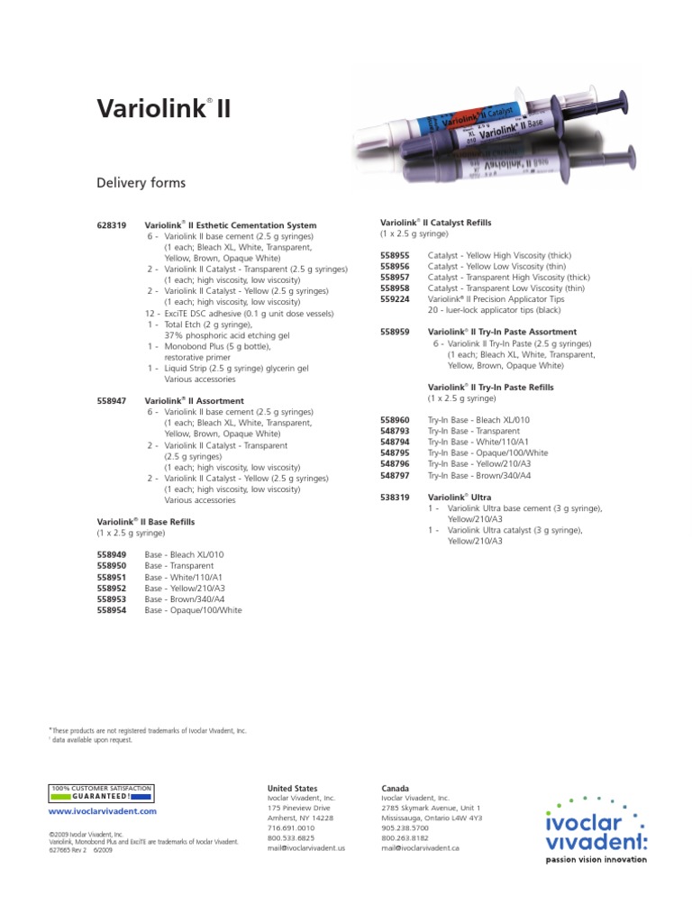 Variolink II Brochure | PDF | Materials | Materials Science