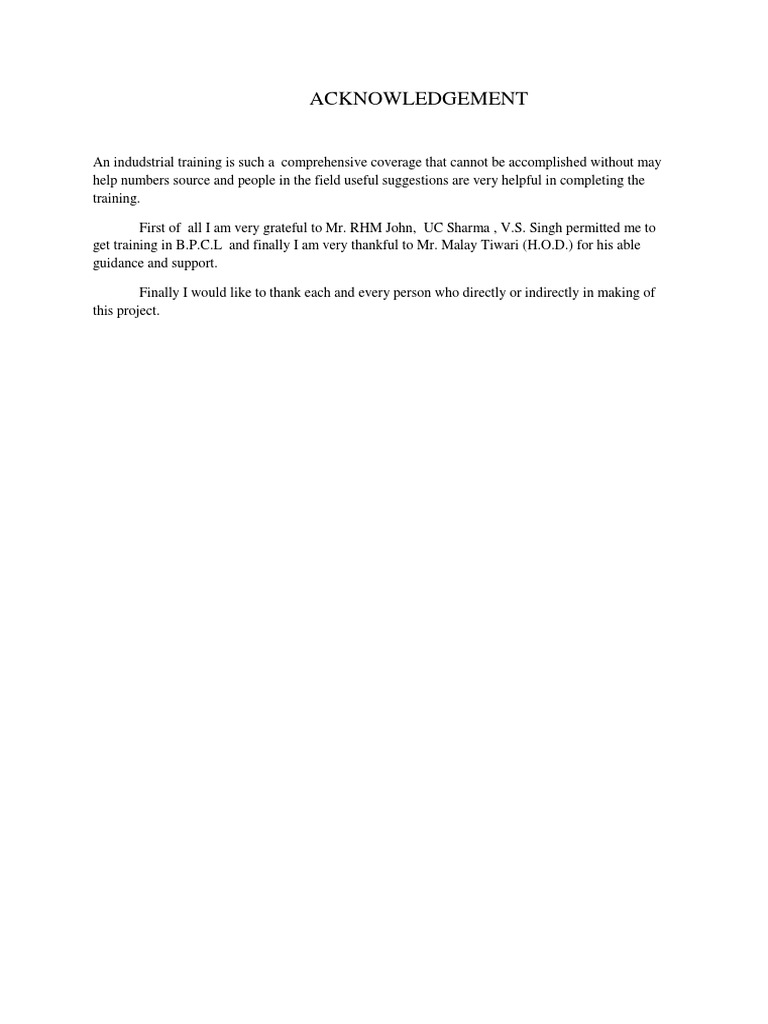 Acknowledgement | PDF | Natural Gas | Pump