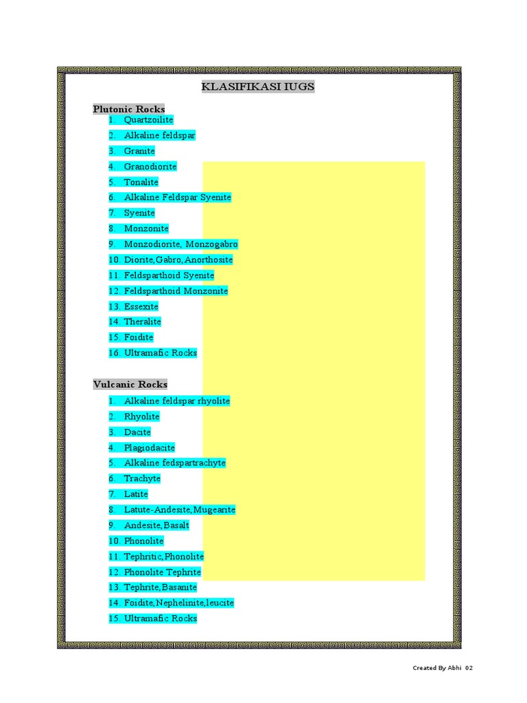 IUGS Rock Classification Overview | PDF