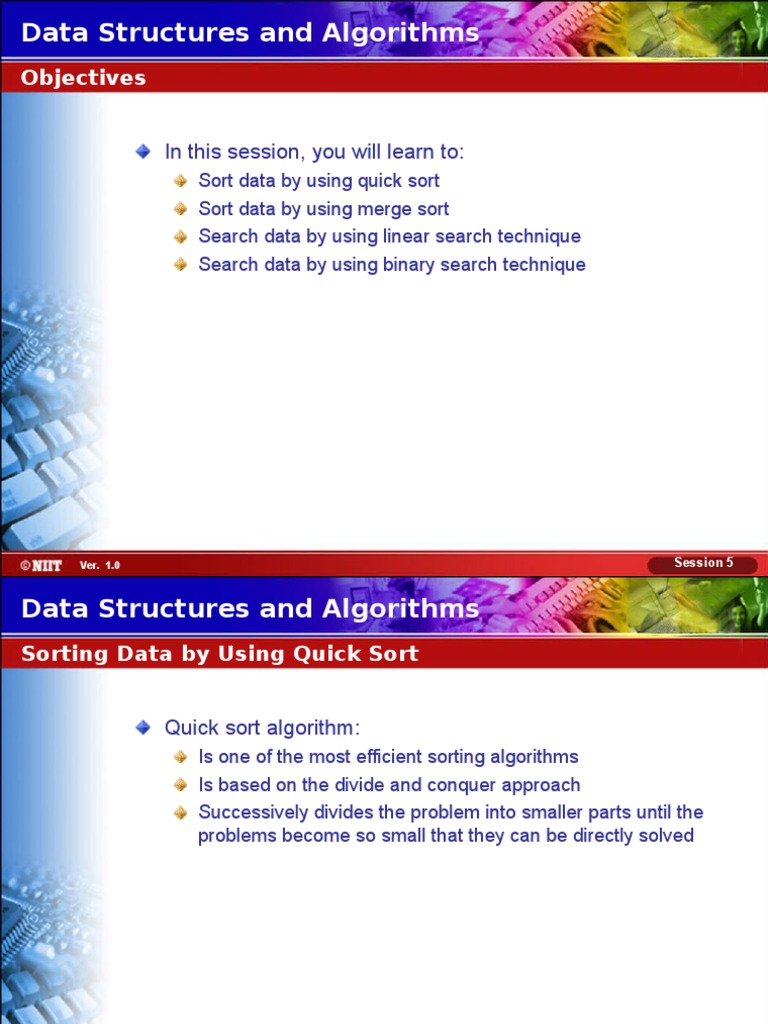 Data Structures And Algorithms In This Session You Will Learn To