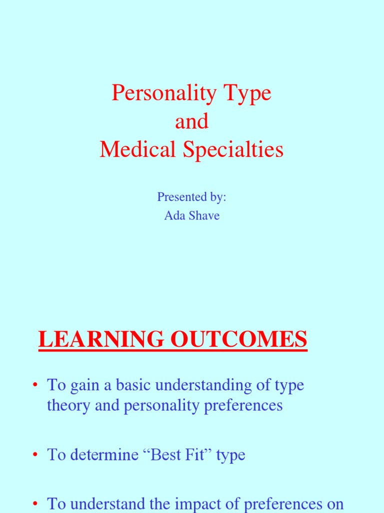 MBTI - Personality Type Medical Specialties | PDF | Extraversion And ...