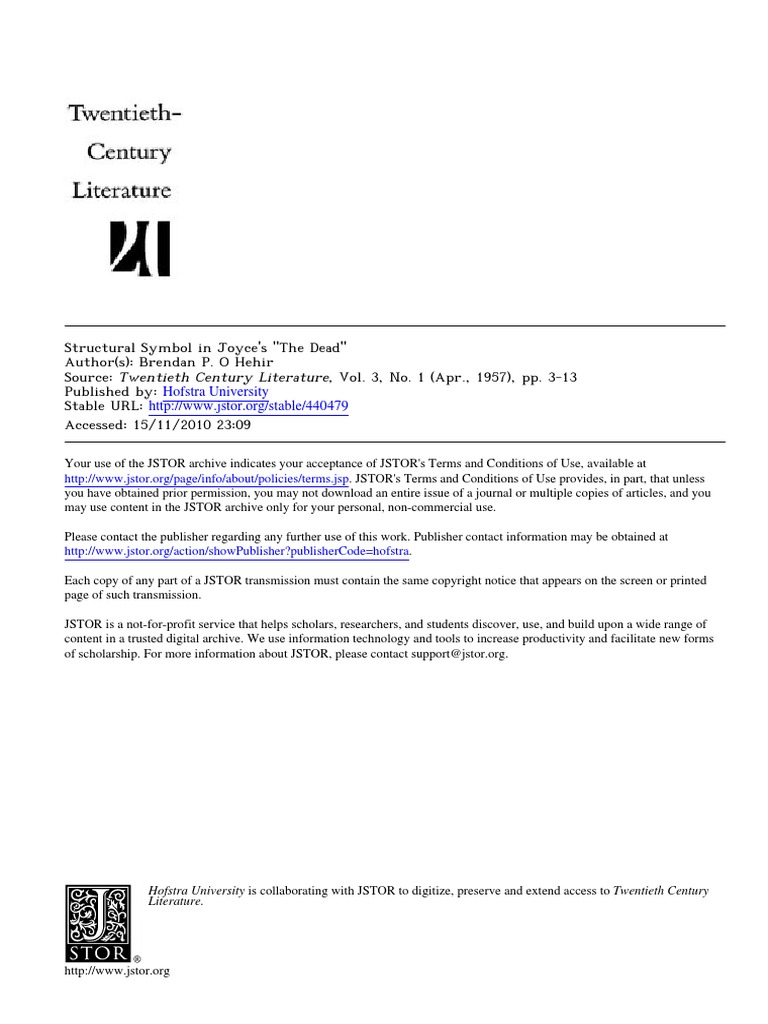 Structural Symbol in Joyce S The Dead | PDF | A Portrait Of The Artist ...