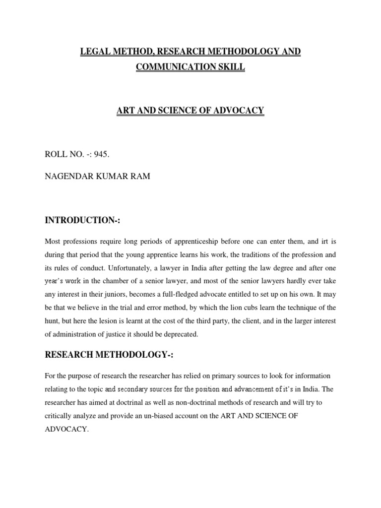 Legal Method, Research Methodology and Communication Skill: ROLL NO ...