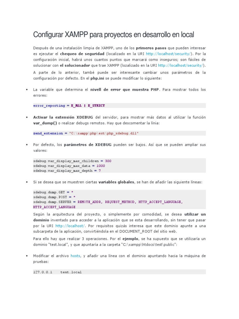 Configurar XAMPP para Proyectos en Desarrollo en Local | PDF | Servidor ...