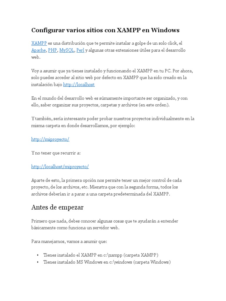 Configurar Varios Sitios Con XAMPP en Windows | PDF | Servidor web ...