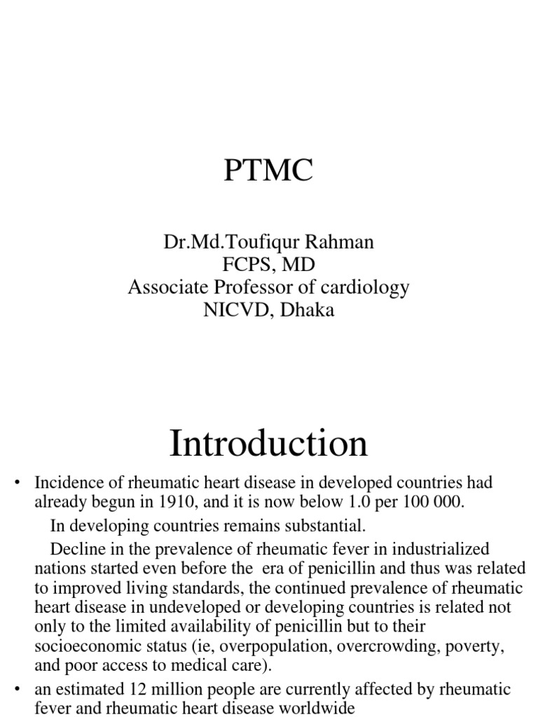 PTMC Percutaneous Balloon Mitral Valvuloplasty (PBMV) .Nicvd | PDF ...