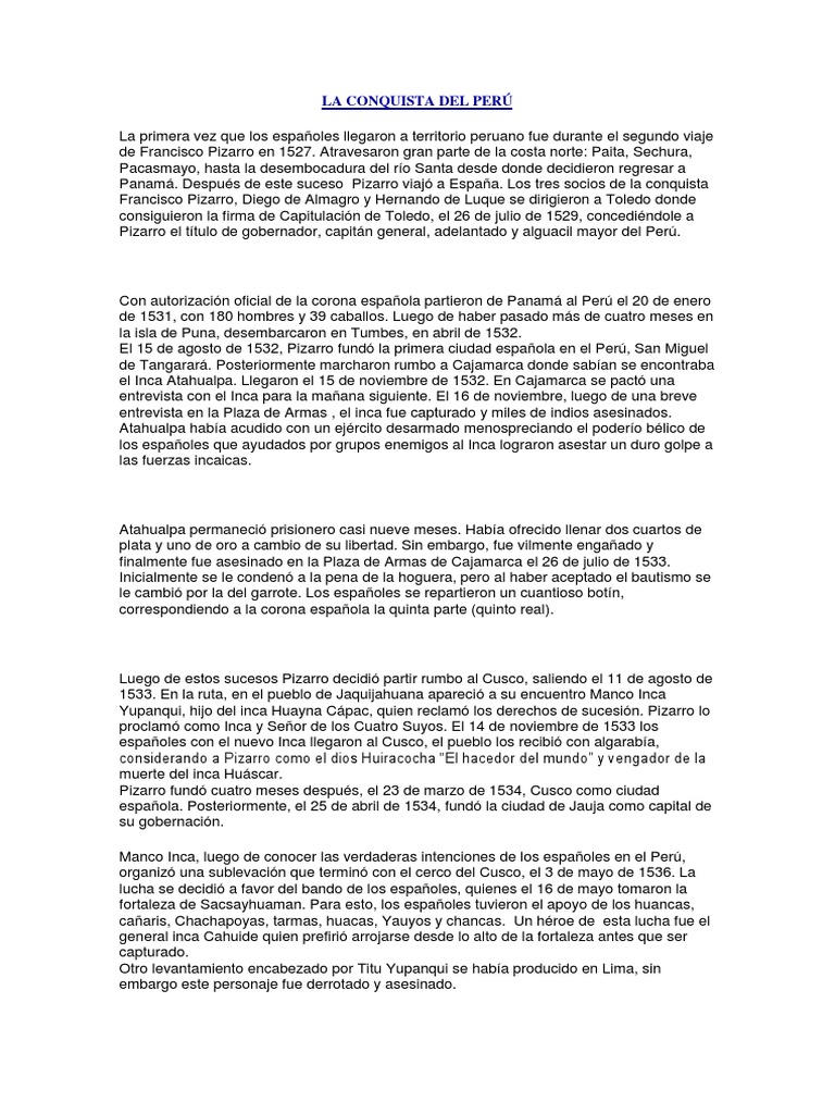 La Conquista Del Perú | PDF