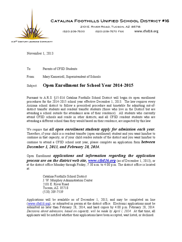 Open Enrollment Letter | PDF