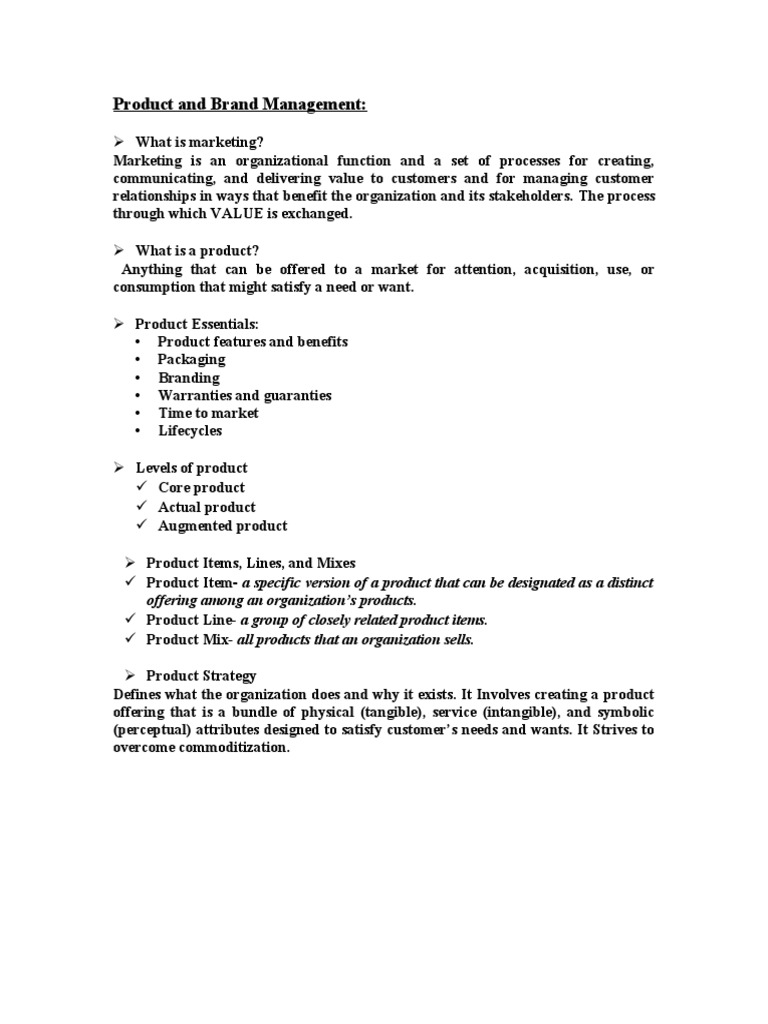 Product and Brand Management A Concise Note On Everything About Product ...