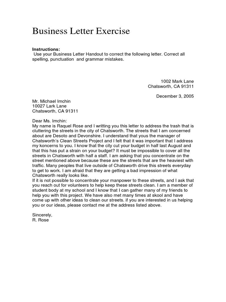 Business Letter Exercise | PDF