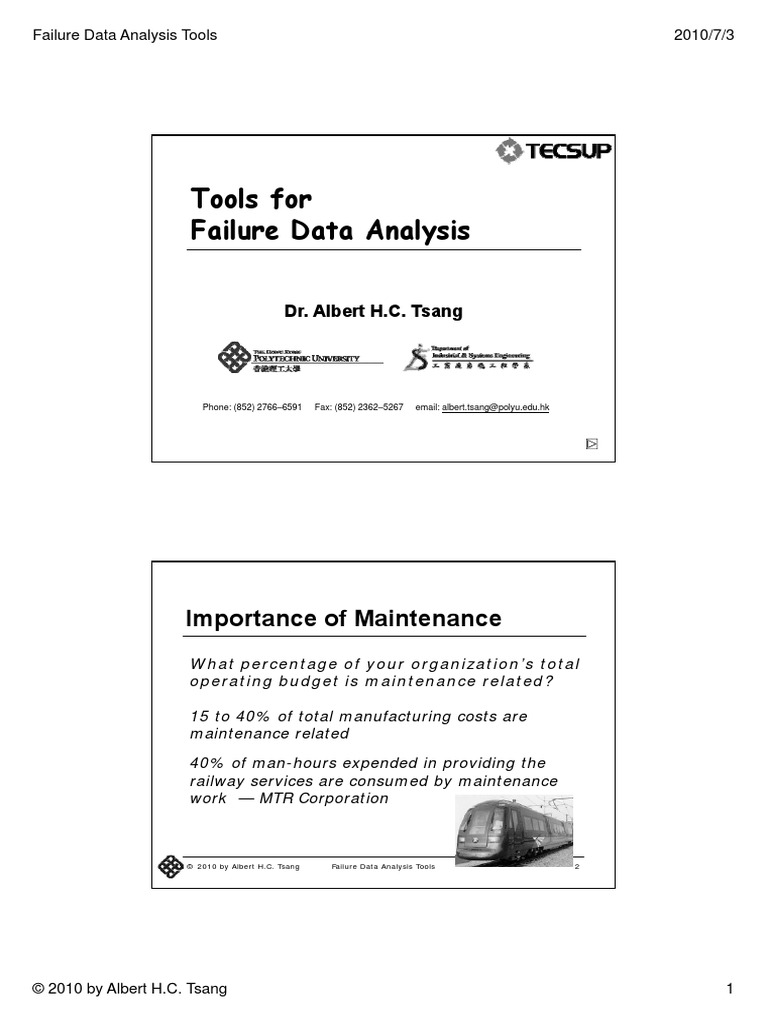 Tools For Failure Data Analysis - Section1 | PDF | Reliability ...