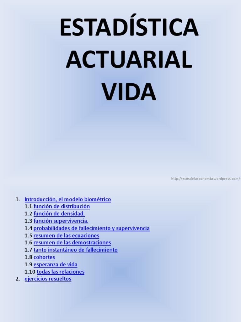 Estadistica Actuarial Vida | PDF | Función de densidad de probabilidad | Distribución de ...