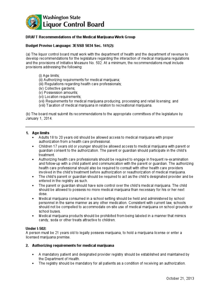 MMJ Draft Recommendations 10-21-13 | PDF | Finance & Money Management | Law