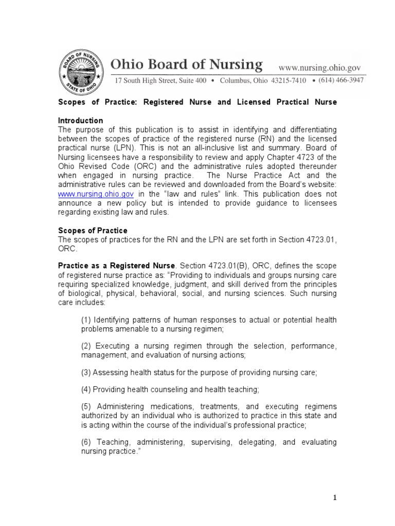 RN and LPN Scope of Practice | Nursing | Physician