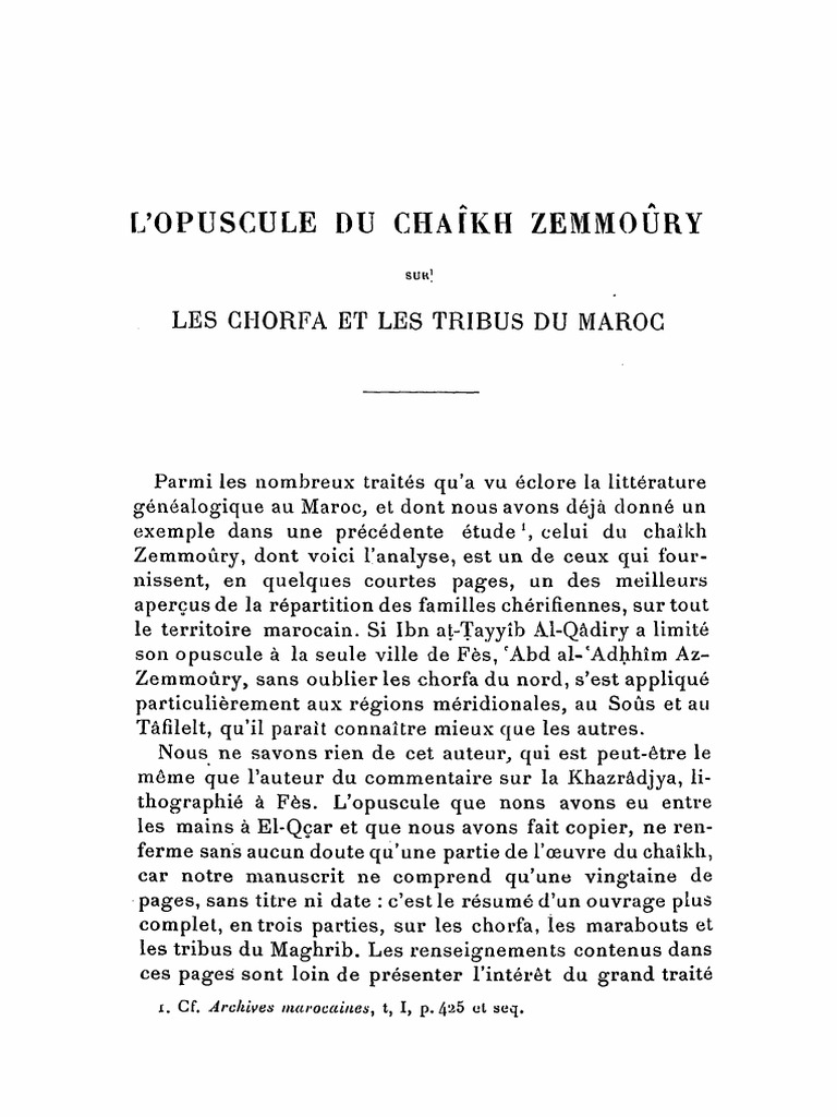 Les Chorfa Et Les Tribus Du Maroc Zemmouri | PDF