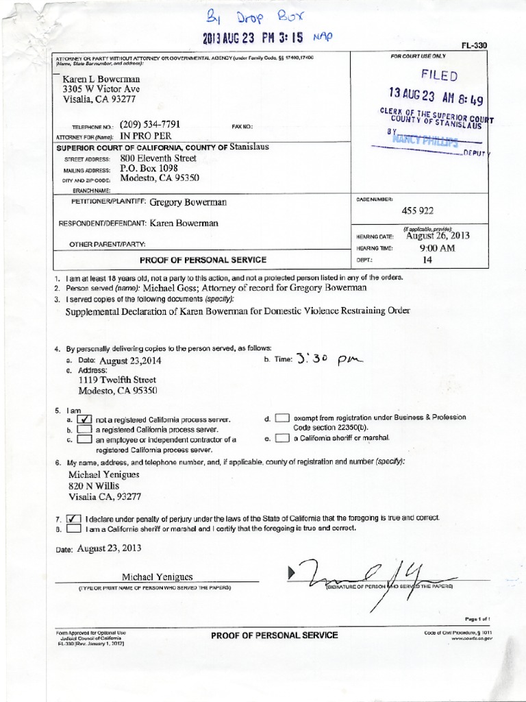 August 26 2013 DVRO Supplemental Declaration - Dr. Gregory Bowerman ...